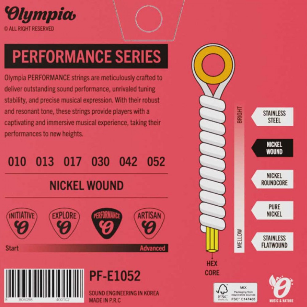 סט מיתרים לחשמלית 0.10 PF-E1052